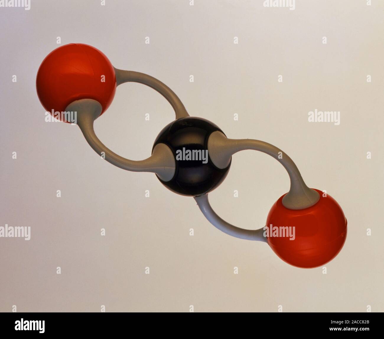 Carbon dioxide. Molecular model of carbon dioxide, CO2. The black ...