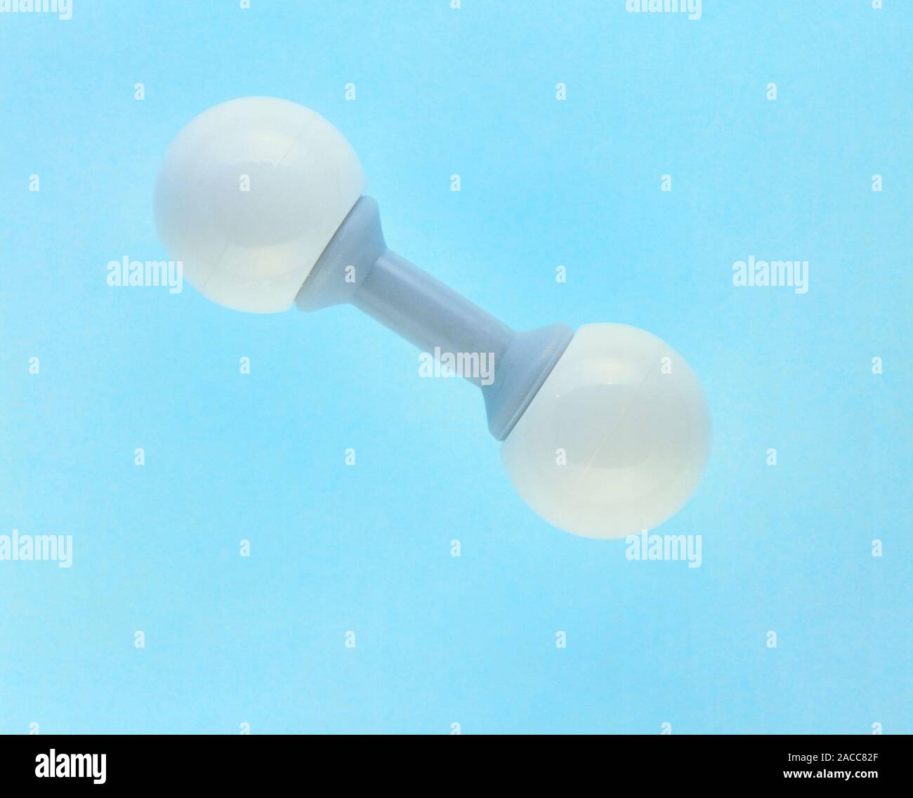 Hydrogen. Molecular model of hydrogen gas. The two white spheres ...