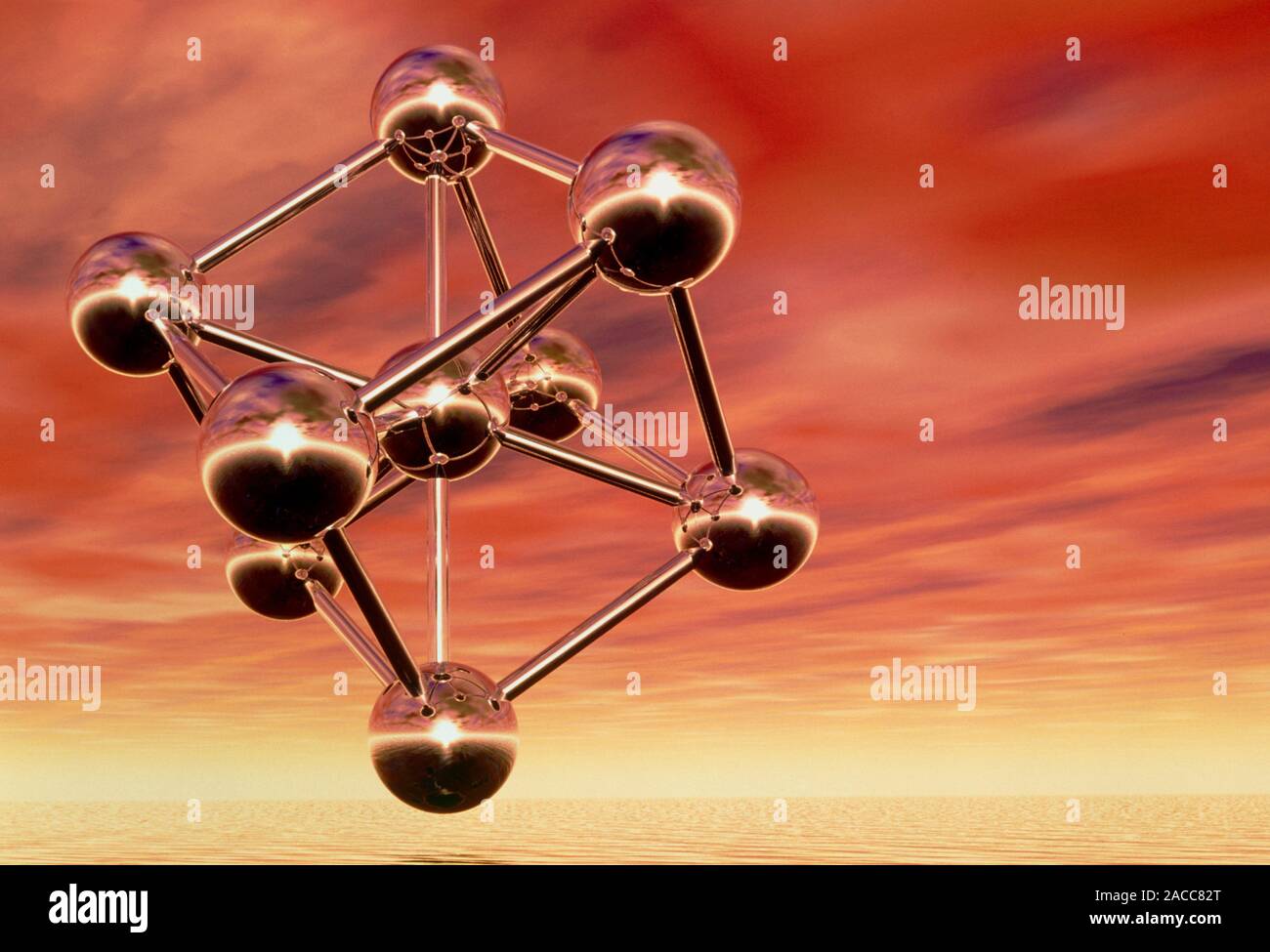 Crystal lattice. Computer artwork of the lattice of a body-centred ...