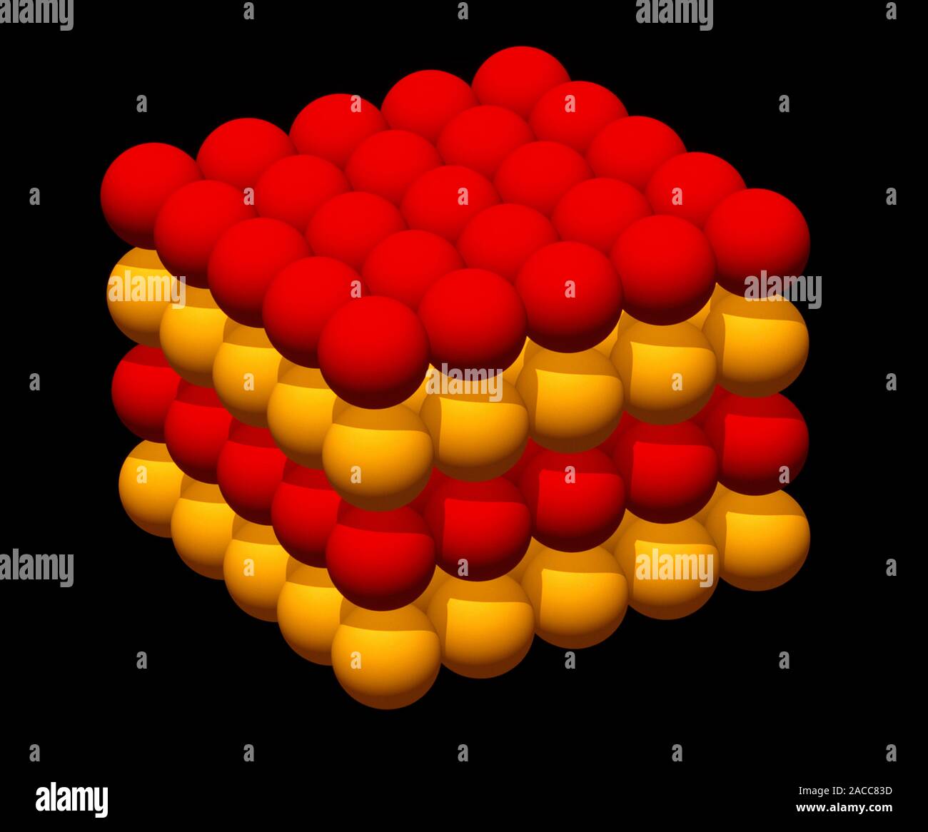 Simple cubic lattice. Computer illustration of a simple cubic crystal ...