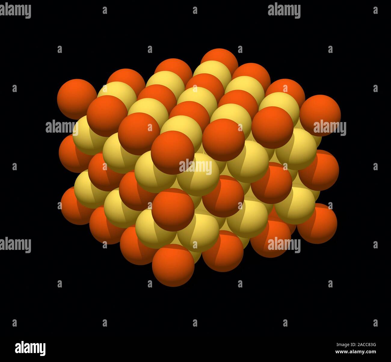 Cubic close-packed lattice. Computer illustration of a cubic close ...