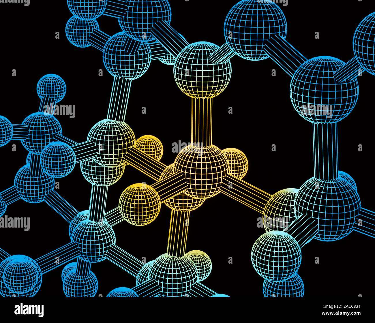 Molecular model. Wire-frame molecular graphic of the structure of an ...