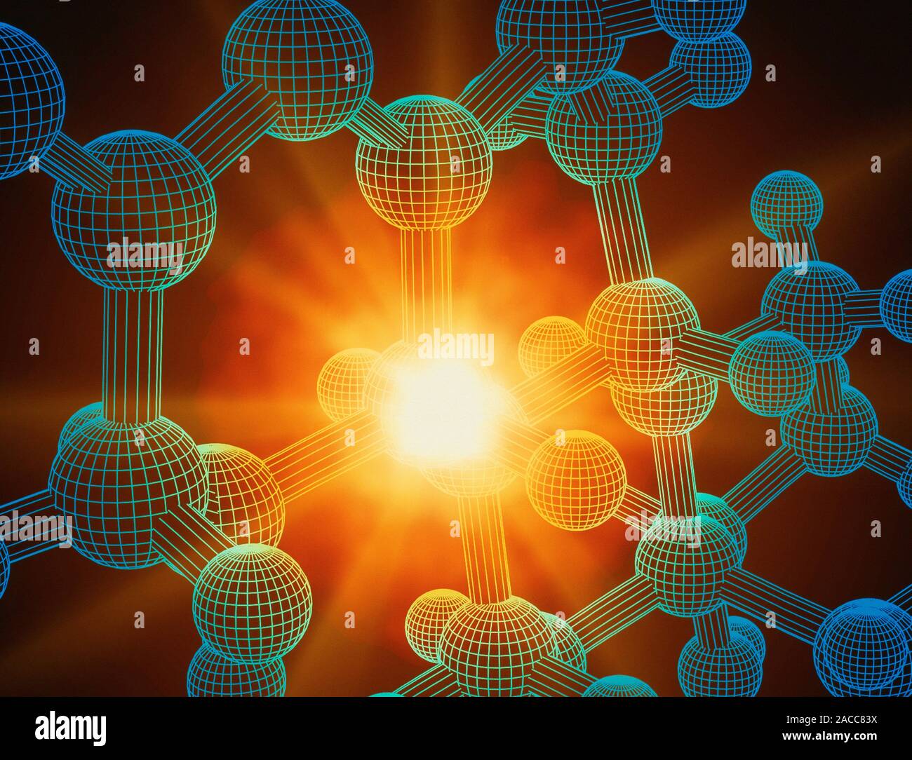 Molecular model. Wire-frame molecular graphic of the structure of an ...