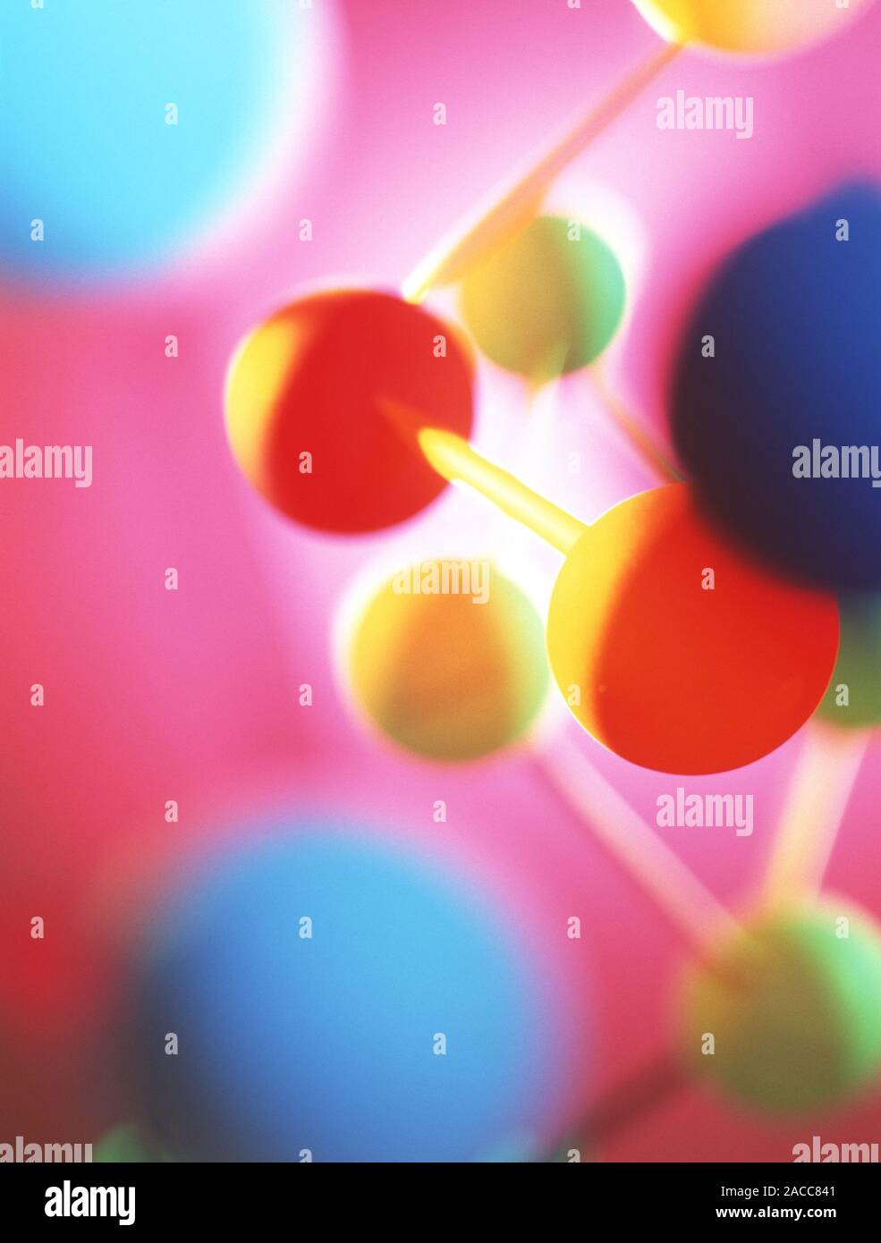 Molecular model of the structure of an unidentified chemical. Its atoms ...