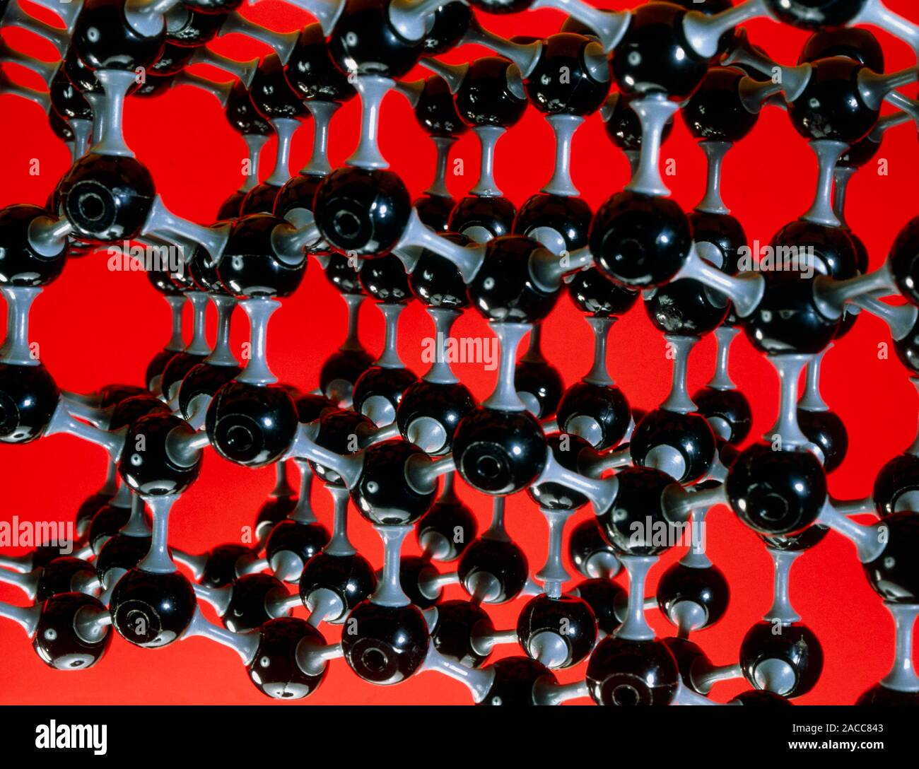 Diamond. Molecular model of diamond, a form (allotrope) of the element ...