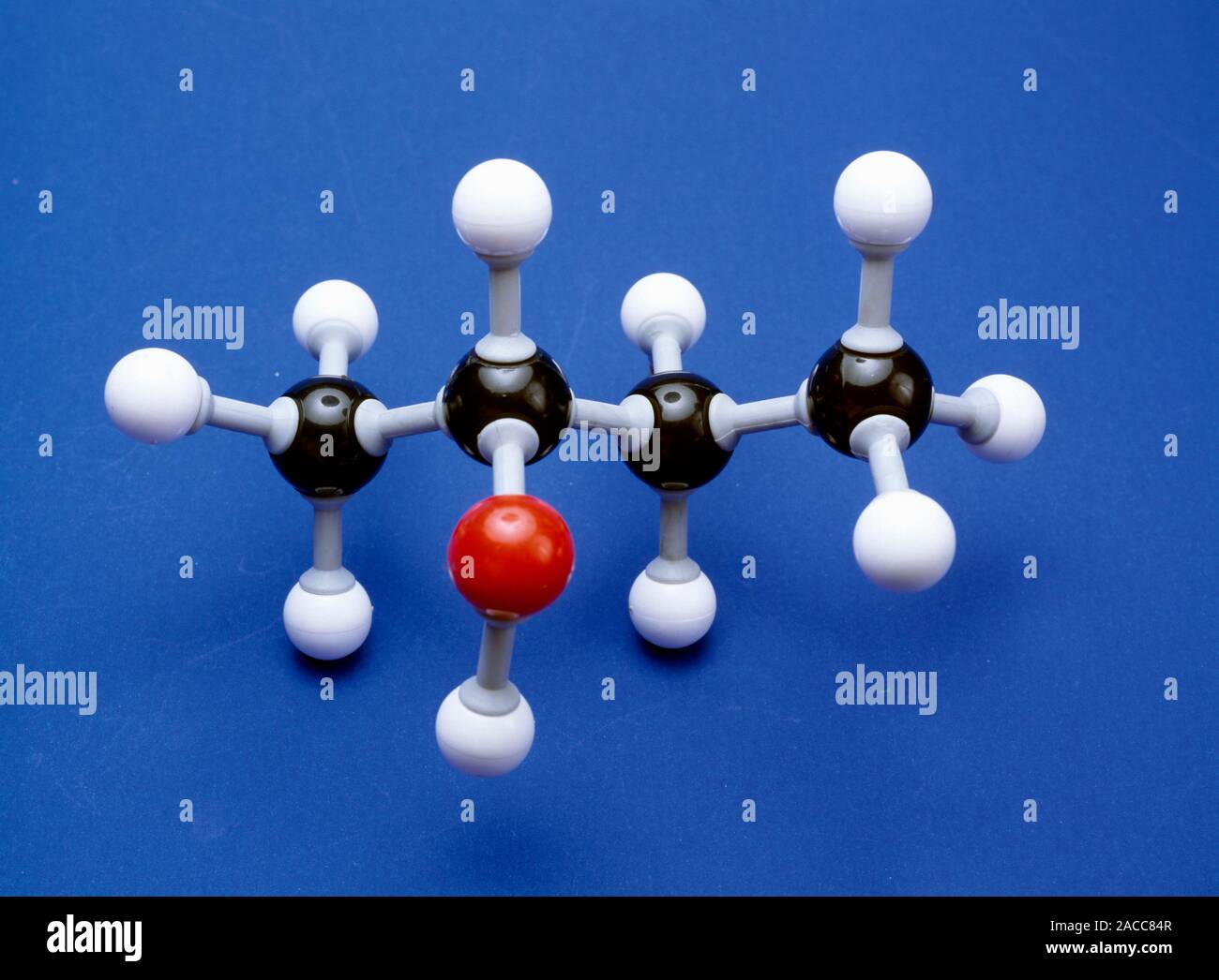 Secondary alcohol molecule. Molecular model of secondary butanol ...