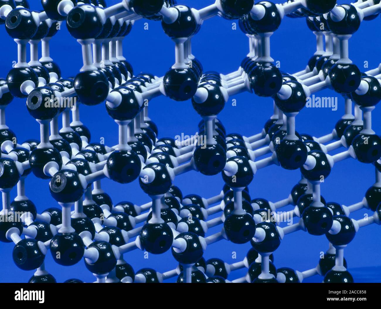Diamond structure. Molecular model of diamond, a form of the element ...