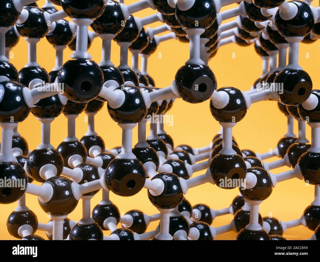 Diamond structure. Molecular model of diamond, a form of the element ...