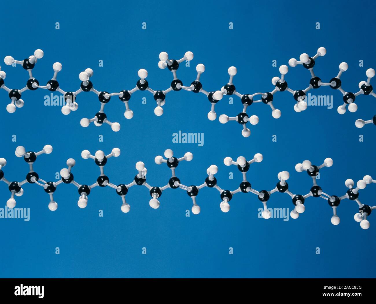 Molecular models of rubber and gutta-percha. These molecules are ...