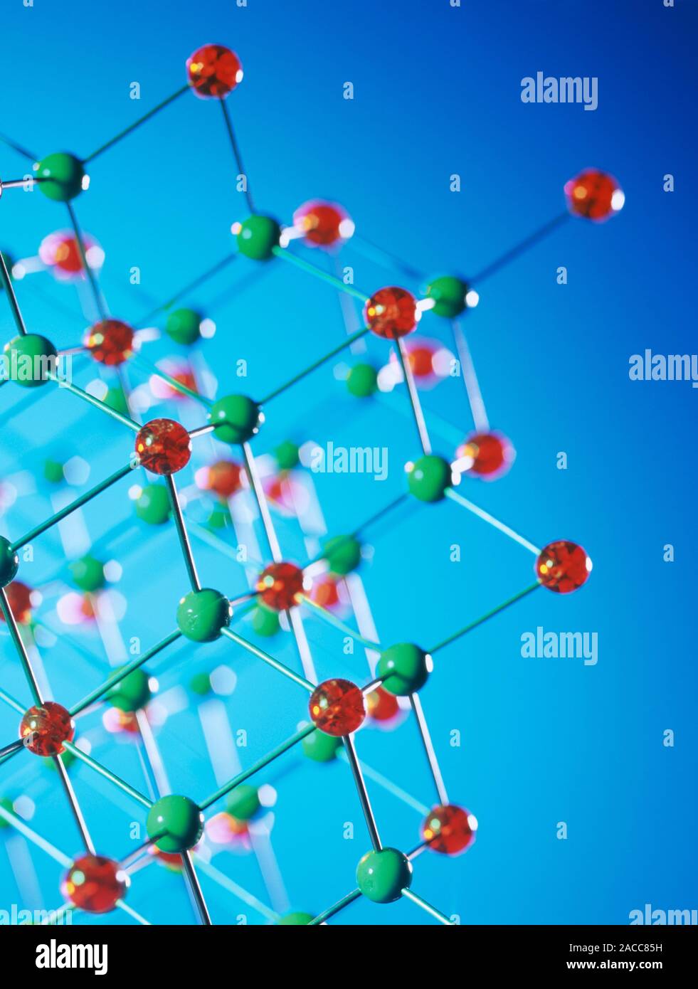 Molecular model. Ball and stick model of the structure of a crystalline ...