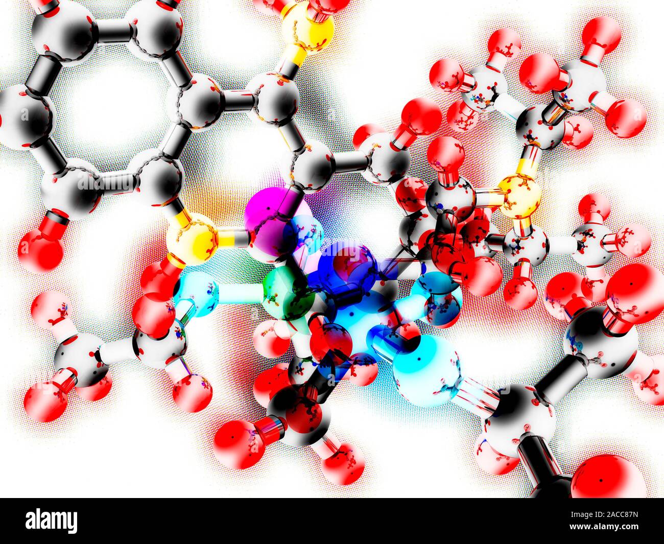 Generic molecule. In molecular models such as this, atoms are shown as ...
