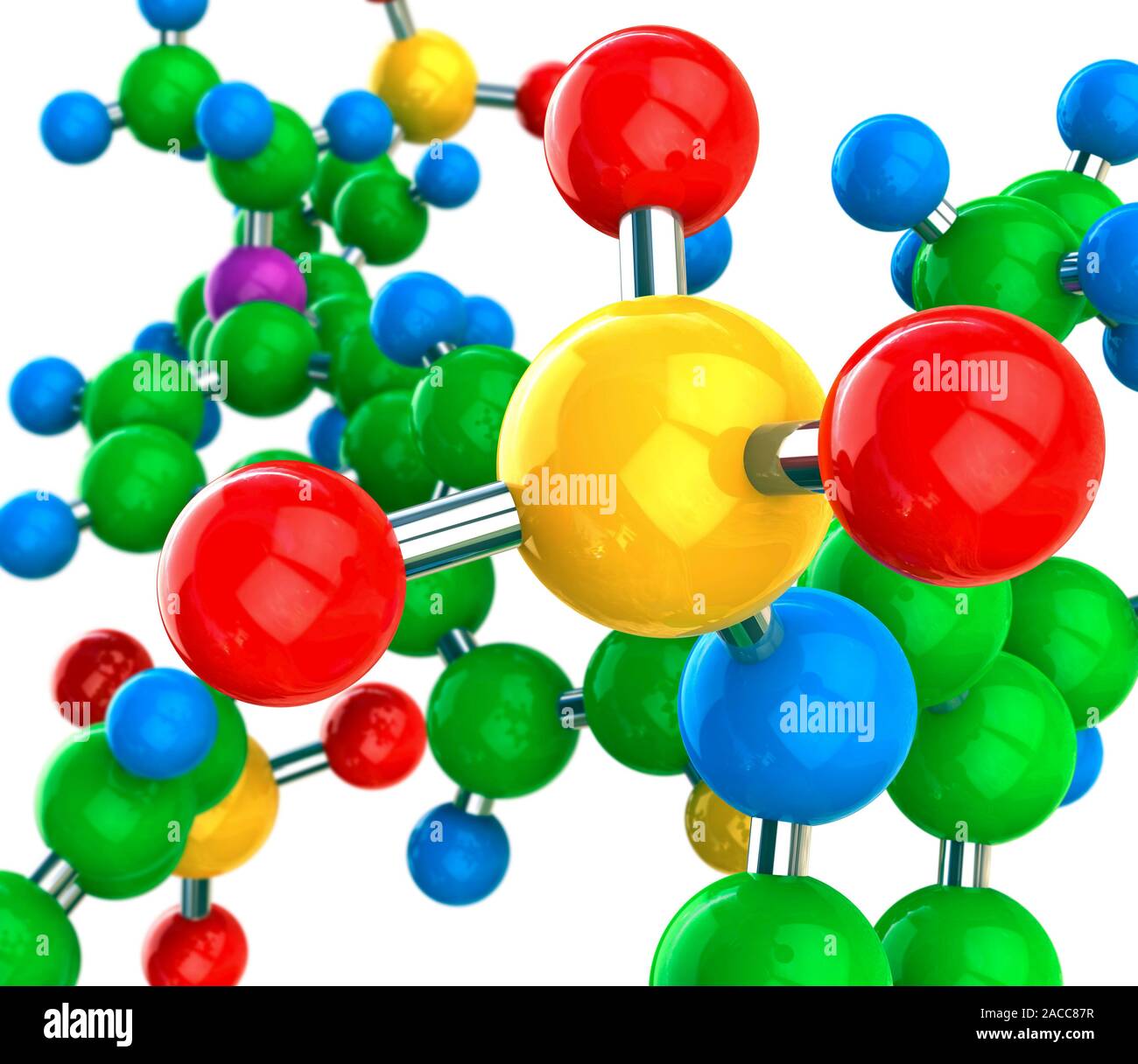 Molecular structure. Computer artwork of a conceptual molecule. Atoms ...