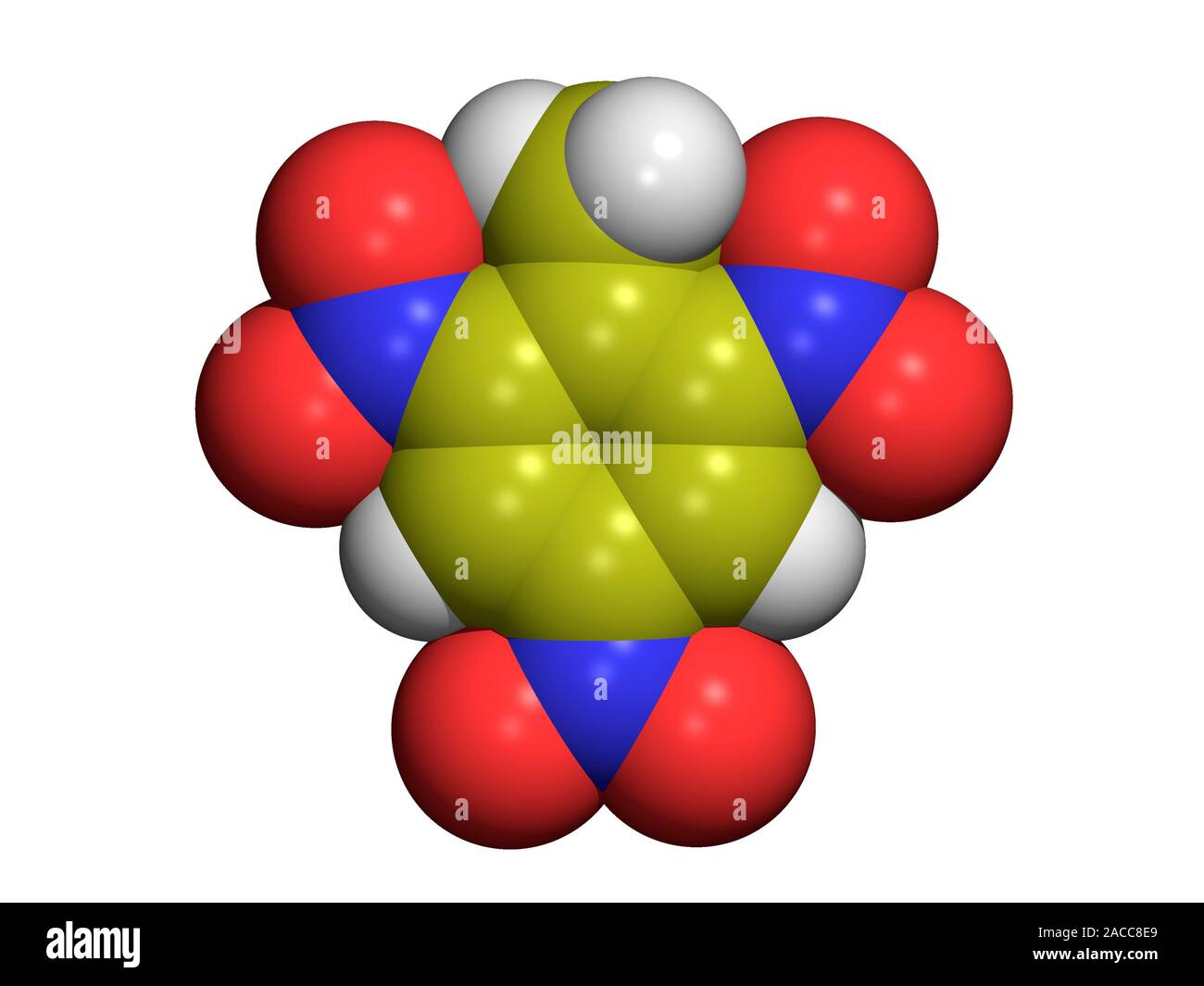 TNT. Computer-generated molecular model of TNT (C7H5N3O6). TNT (2,4,6 ...