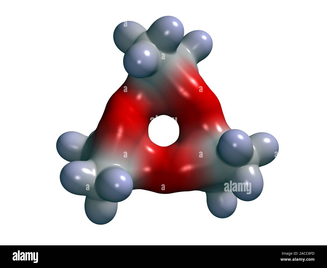Tri-cyclic acetone peroxide. Computer graphic of a molecule of the ...