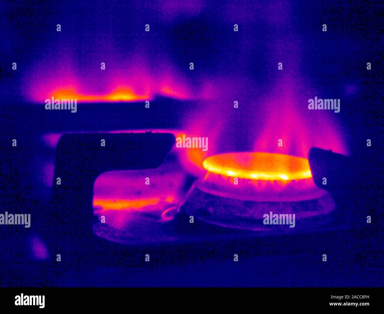 Lit gas ring, thermogram. The colours show variation in temperature ...