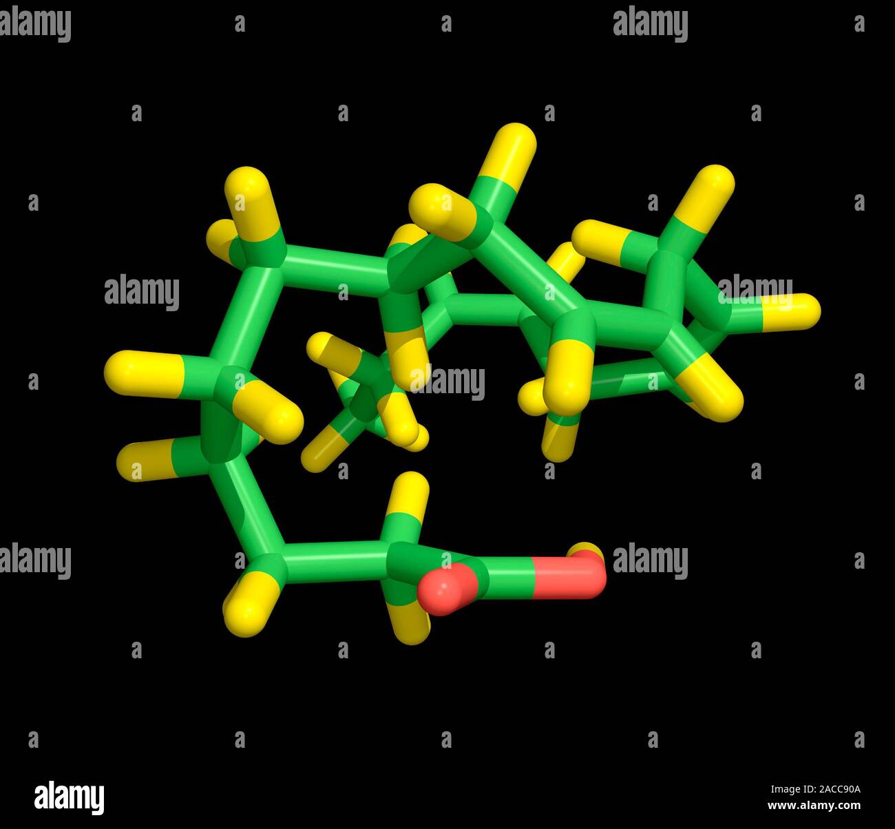 Linolenic acid. Computer model of a molecule of linolenic acid, one of ...