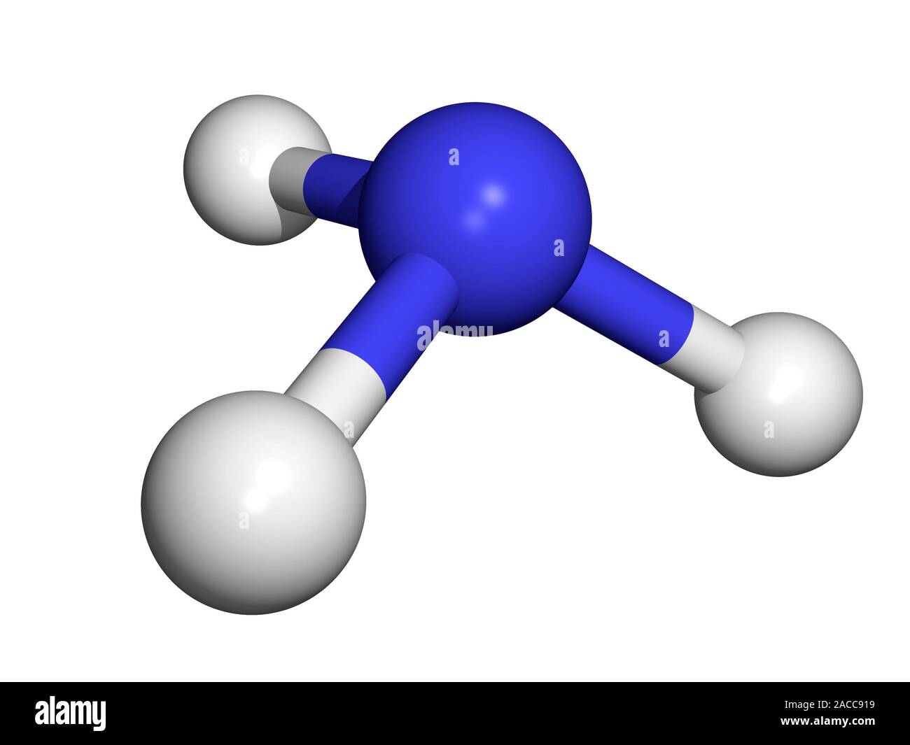 Ammonia. Computer model of a molecule of ammonia(NH3). Atoms are ...