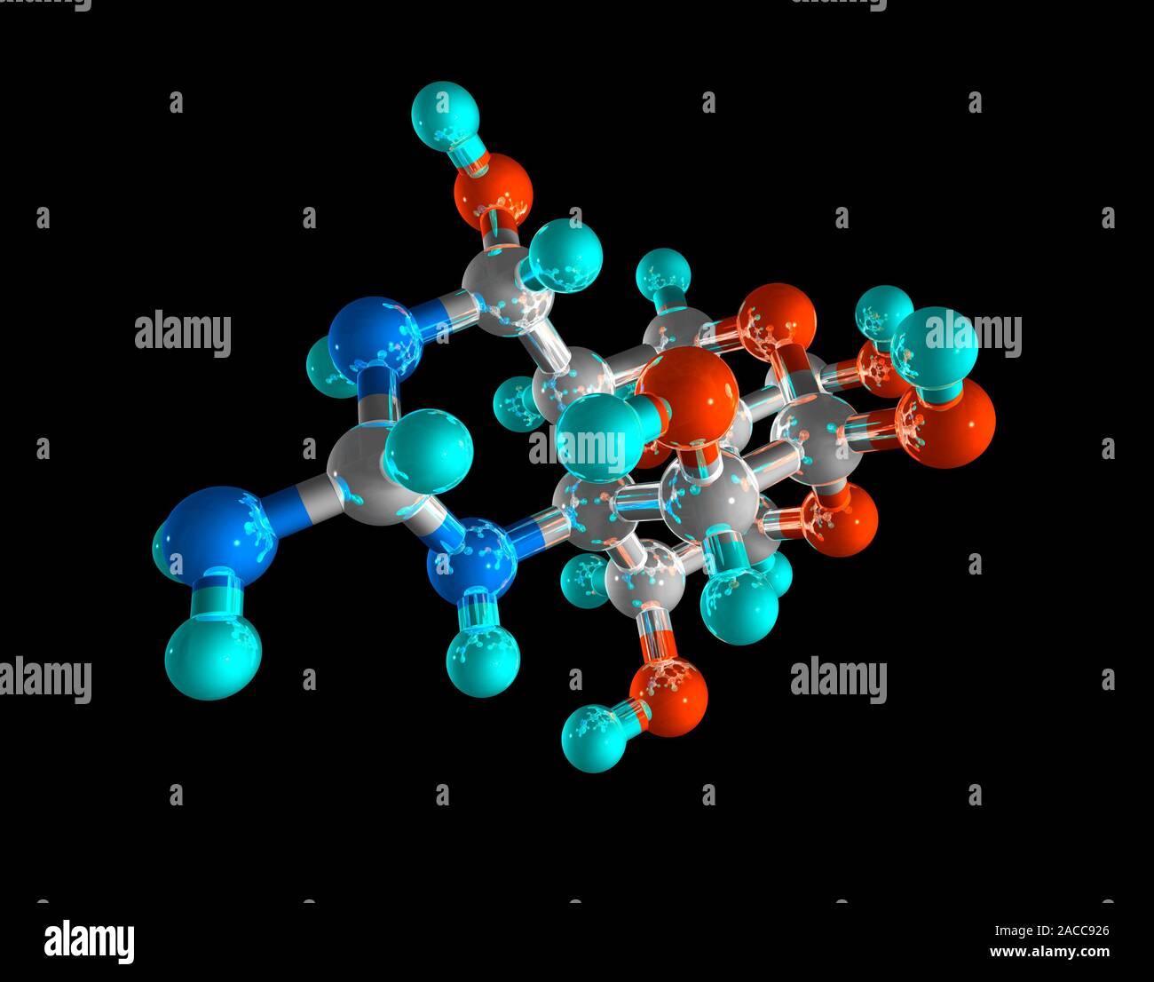 Tetrodotoxin molecule. Computer model of a molecule of tetrodotoxin ...