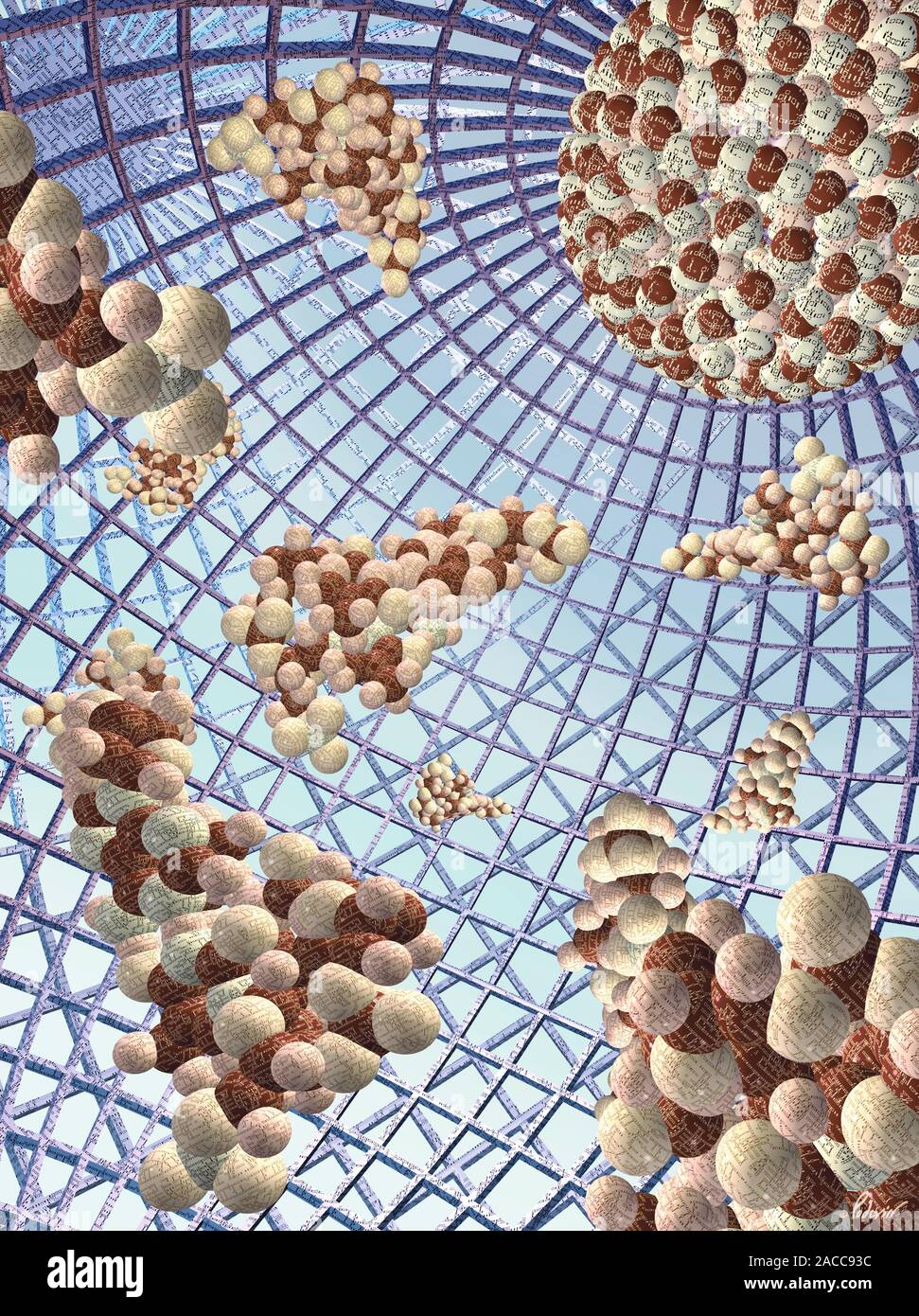 Molecular structures, computer artwork. In molecular models such as ...