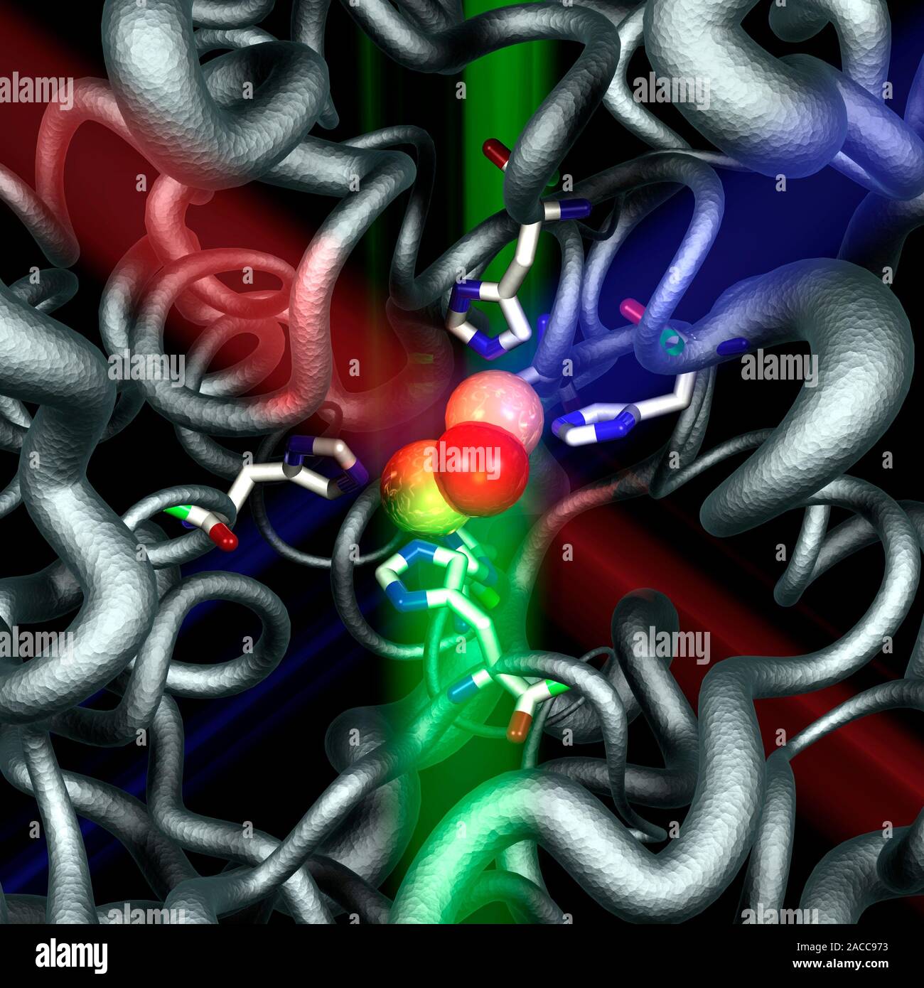 Molecular spectroscopy. Computer artwork of light shining through a ...