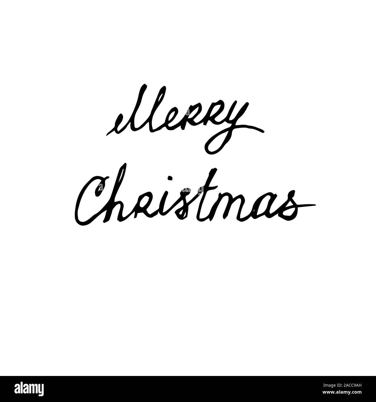 Lettering Ink Pen letters Merry Christmas. Hand draw sketch. Vector ...