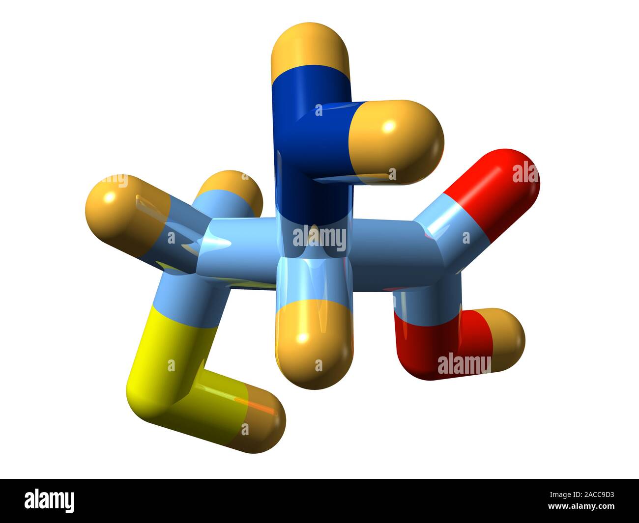 Cysteine. Molecular model of the amino acid cysteine. Its chemical ...