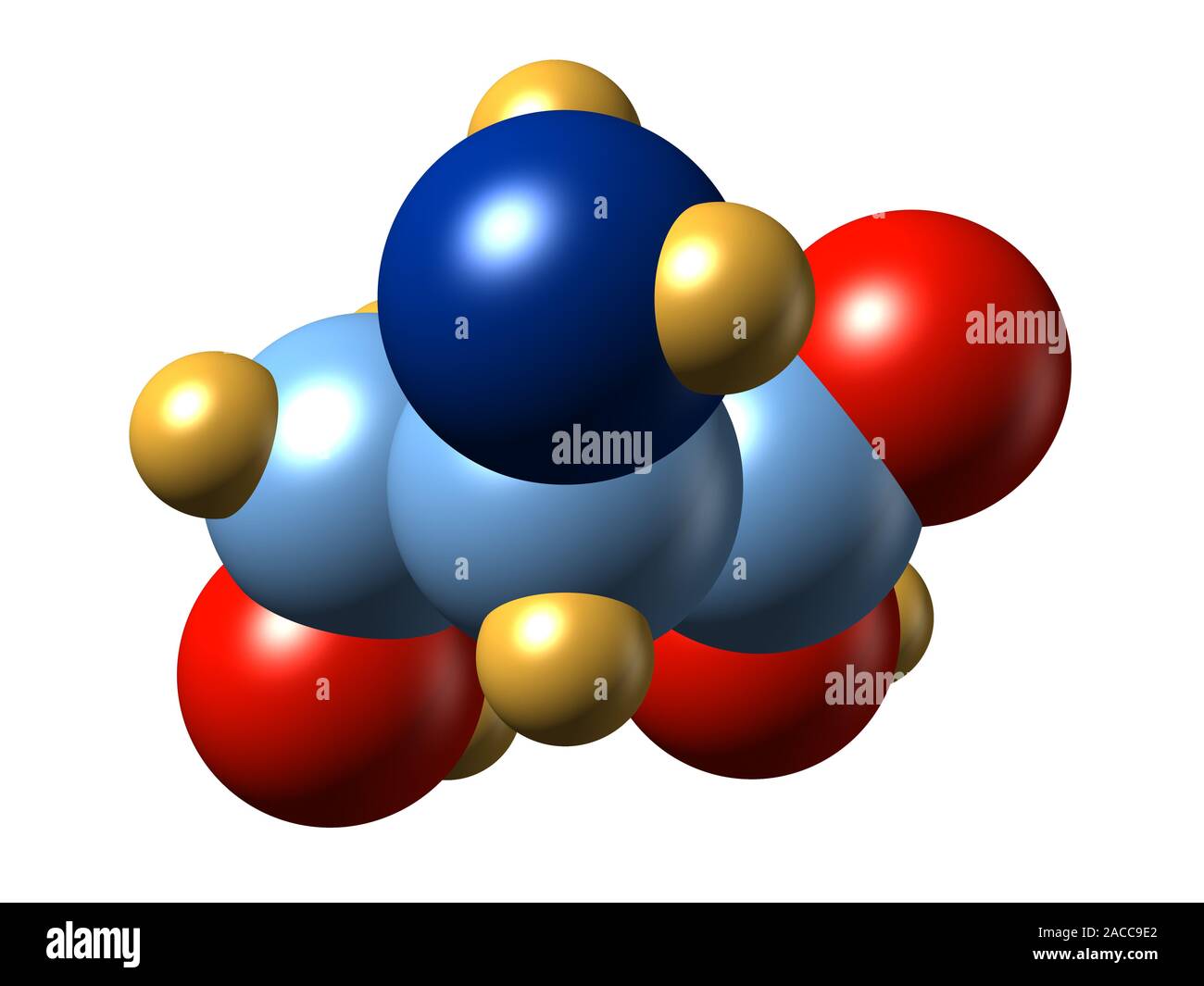 Serine. Molecular model of the amino acid serine. Its chemical formula ...