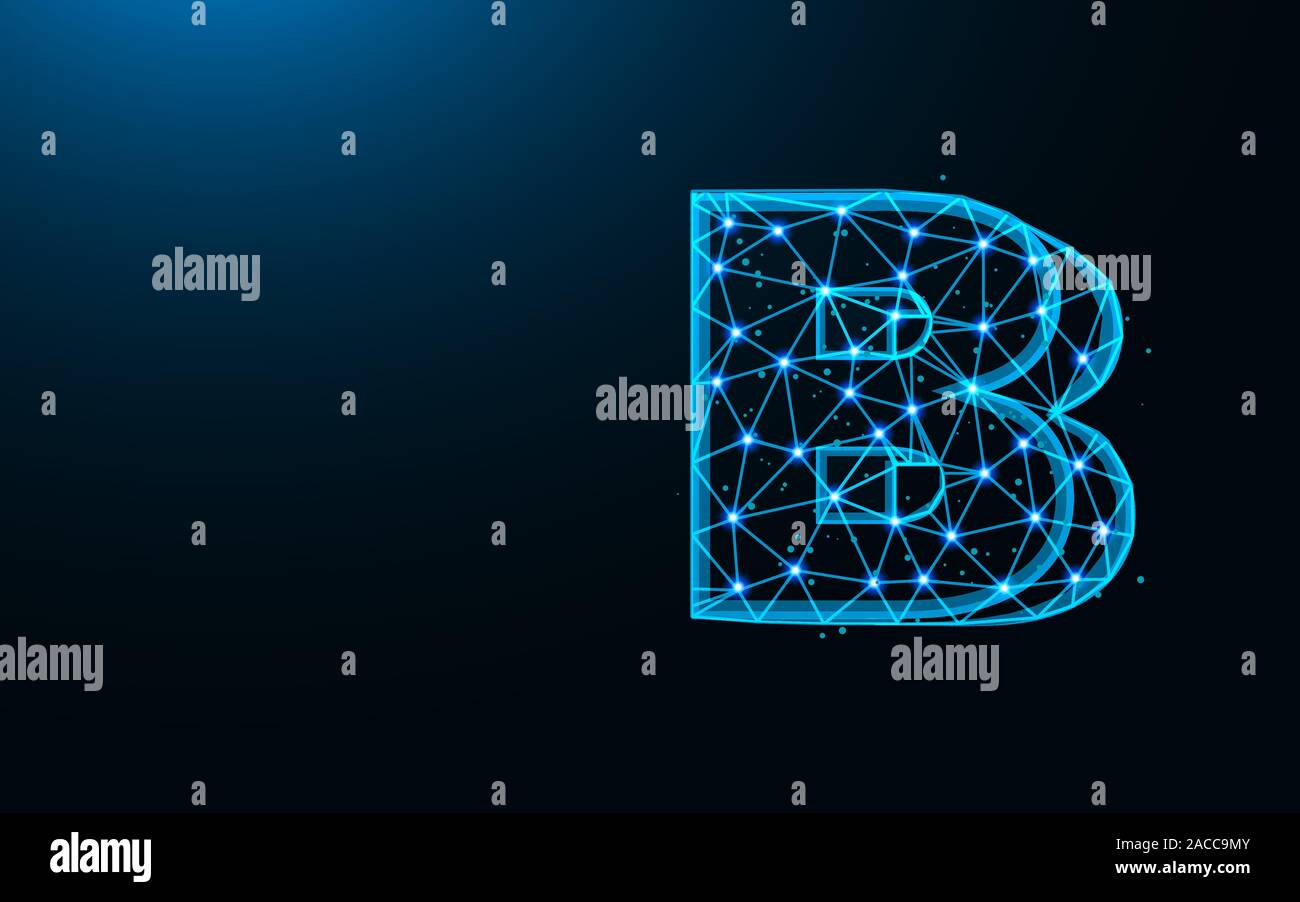 Letter B low poly design, alphabet abstract geometric image, font ...