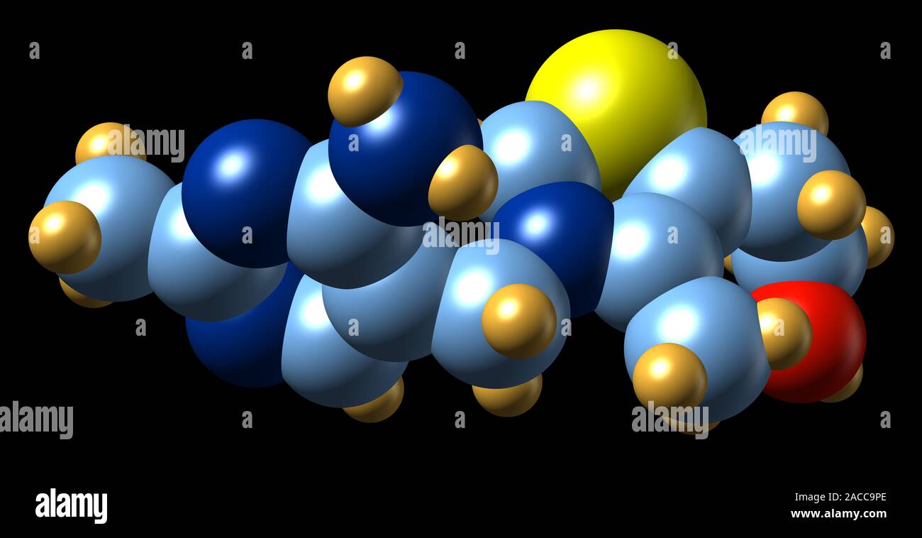 Vitamin B1, molecular model. The chemical formula for vitamin B1, also ...