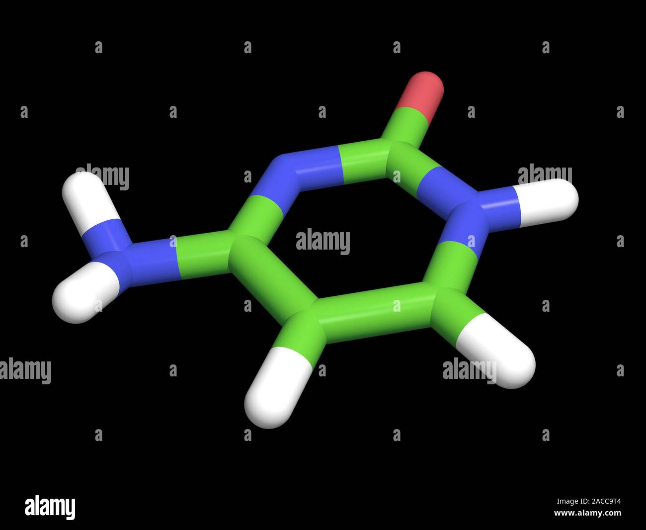 Cytosine. Computer artwork of a molecule of cytosine (2-oxy-4 ...