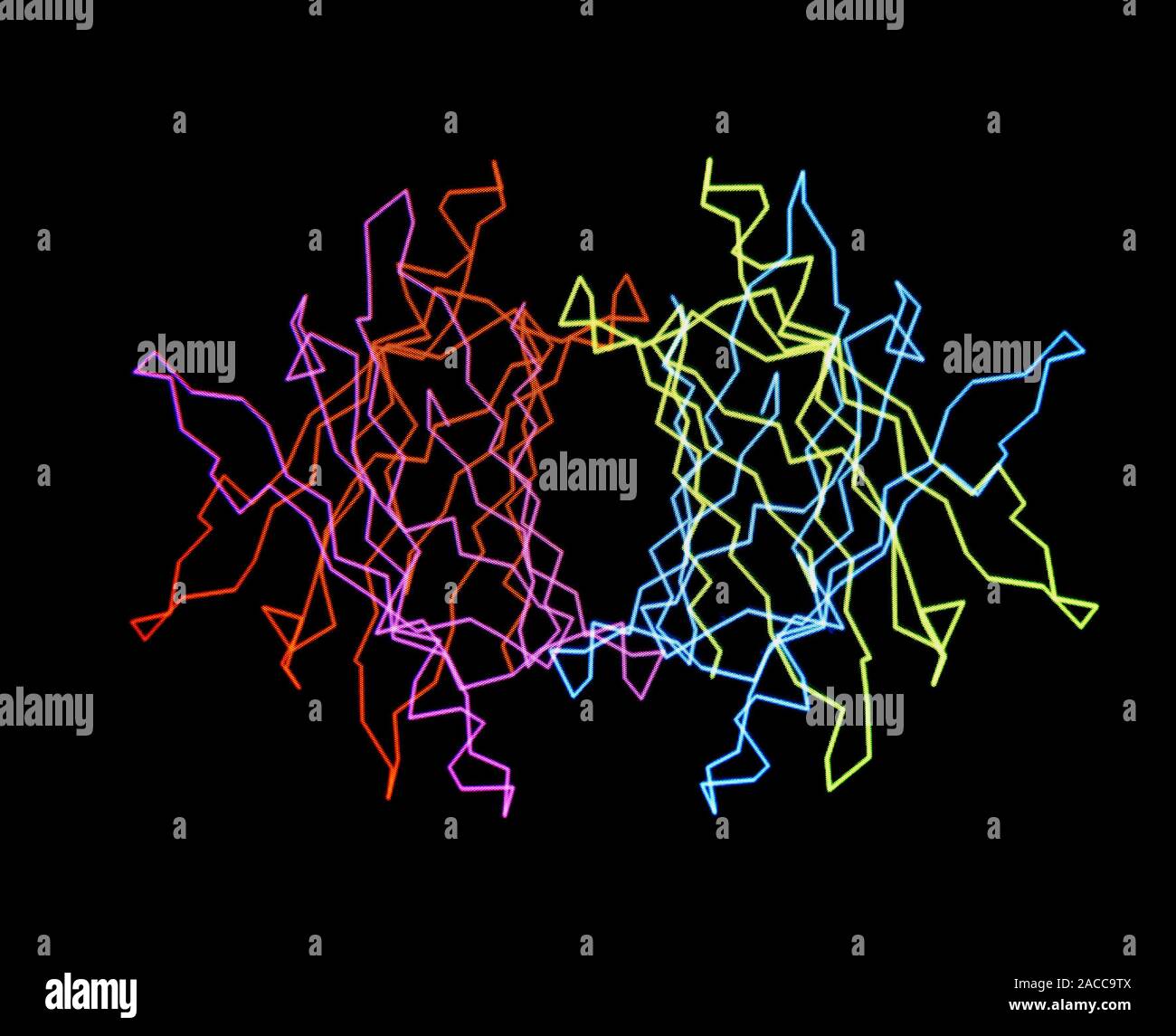 Computer graphics image of human prealbumin (also called transthyretin ...
