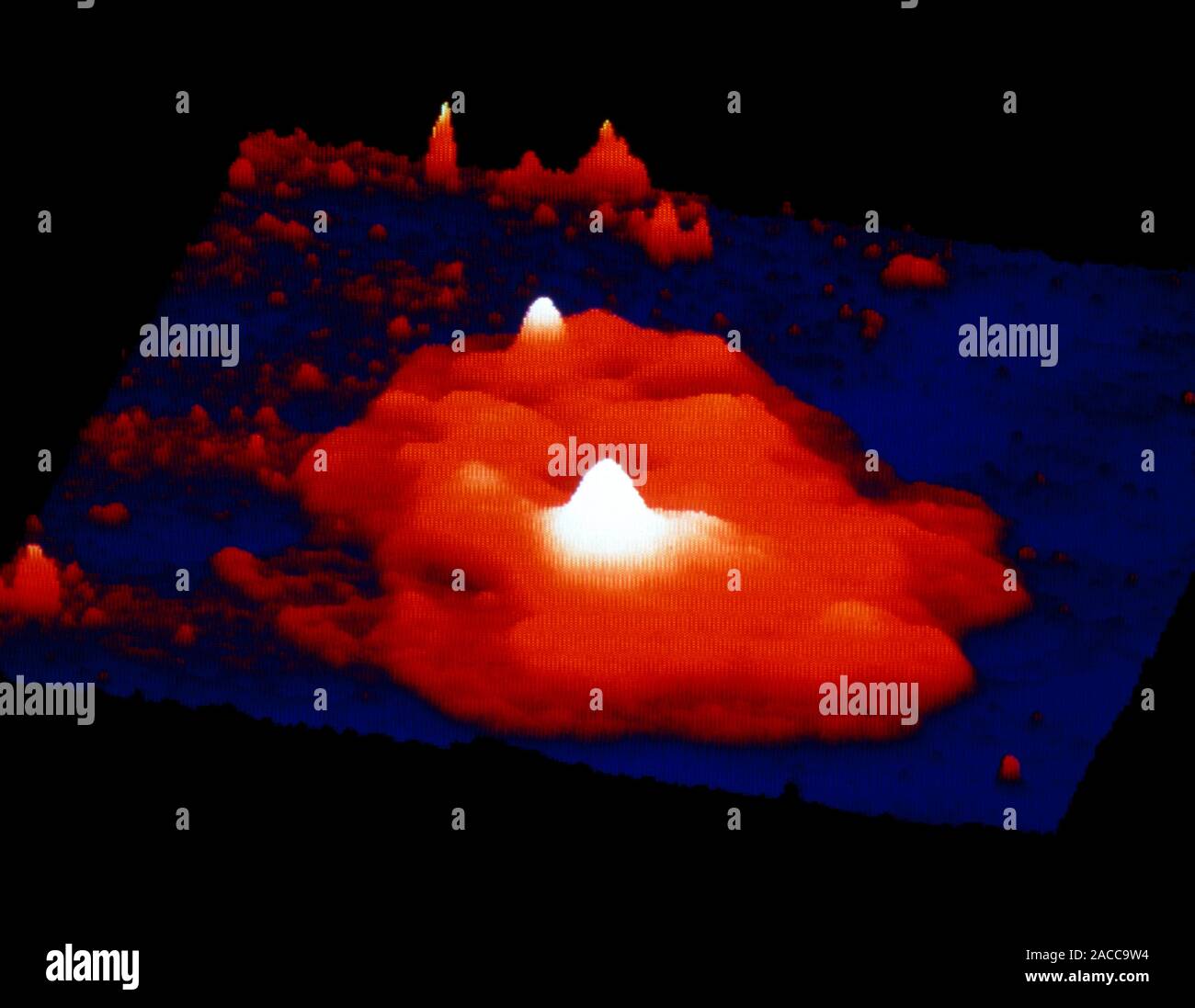 Atomic force micrograph of a protein crystal on a mica substrate. The ...
