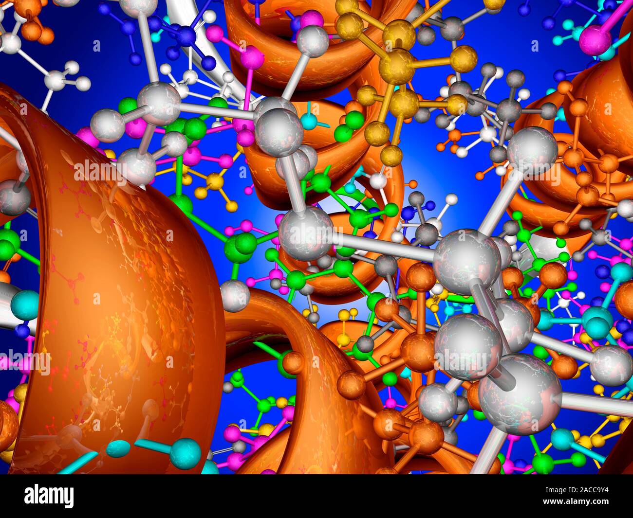Interleukin-6 (IL-6) molecular structure, computer artwork. This is a ...