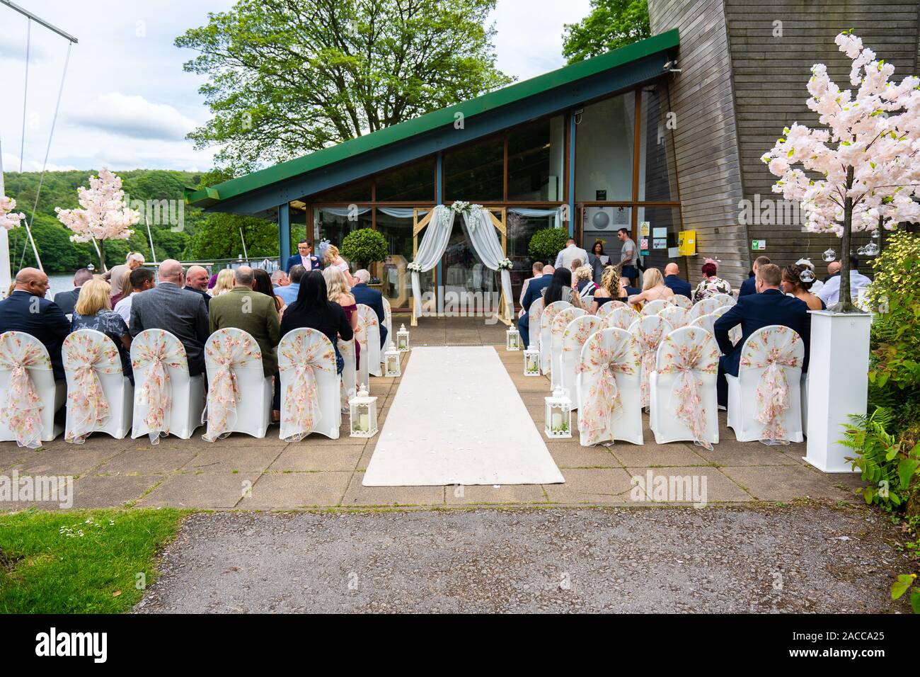 An outdoor English traditional wedding at Rudyard lake sailing club ...