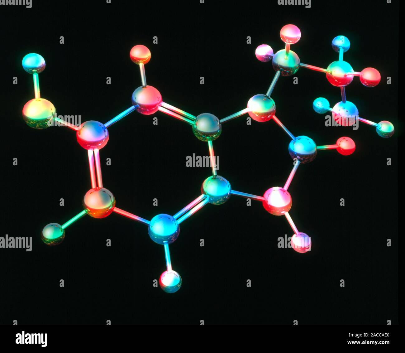 Serotonin. Computer artwork of a molecule of the neurotransmitter ...