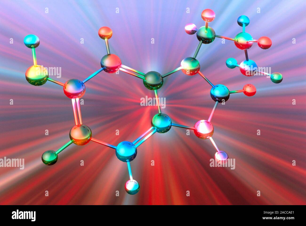 Serotonin. Computer artwork of a molecule of the neurotransmitter ...
