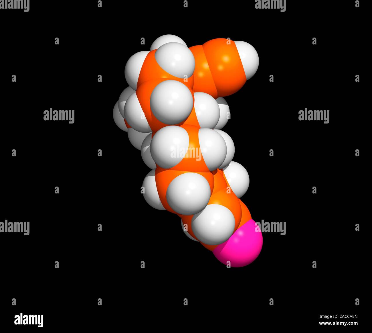 Norgestrel hormone molecule. Molecular model of the hormone norgestrel ...