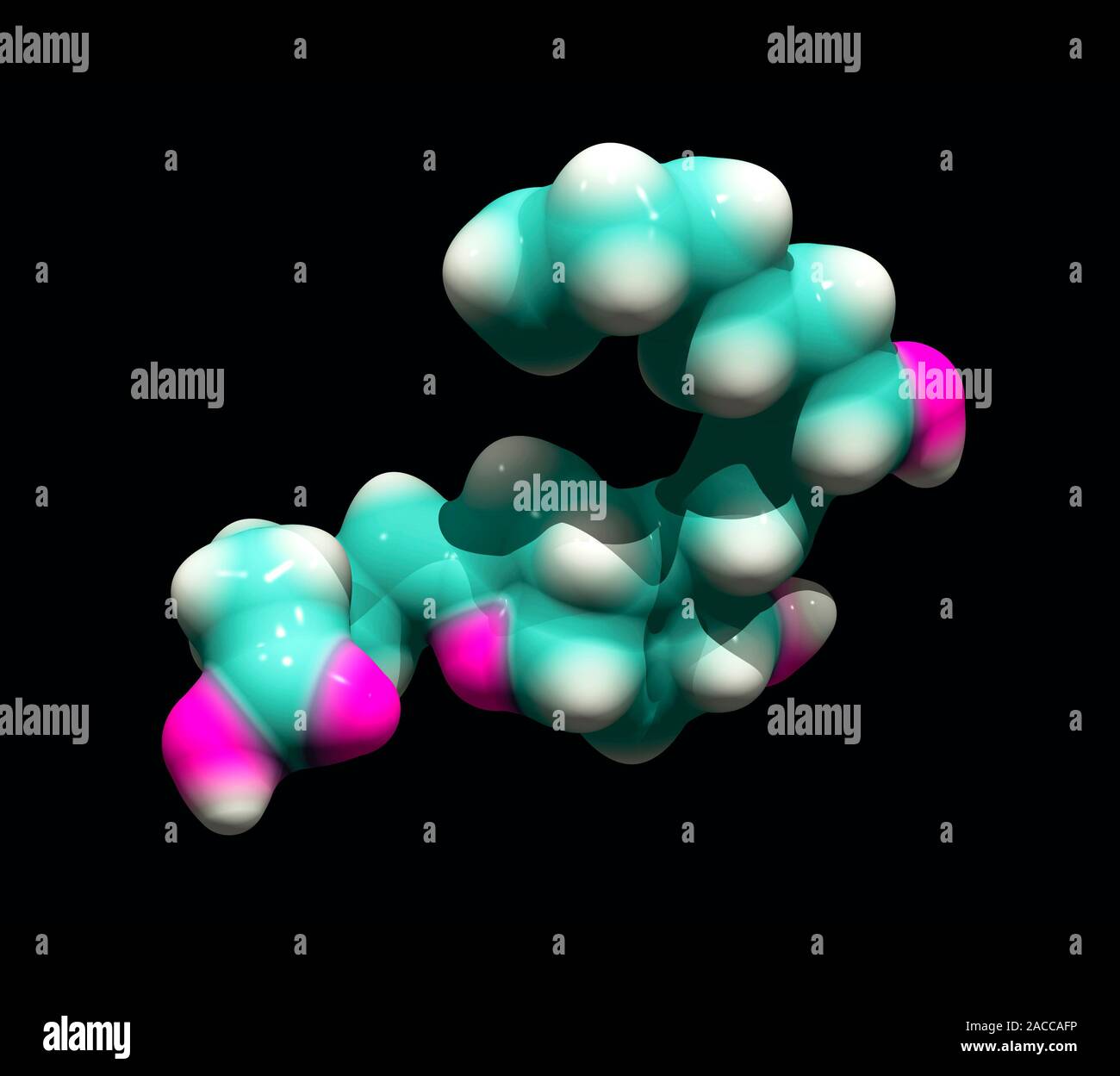 Prostacyclin, molecular model. This is a hormone that acts to widen ...