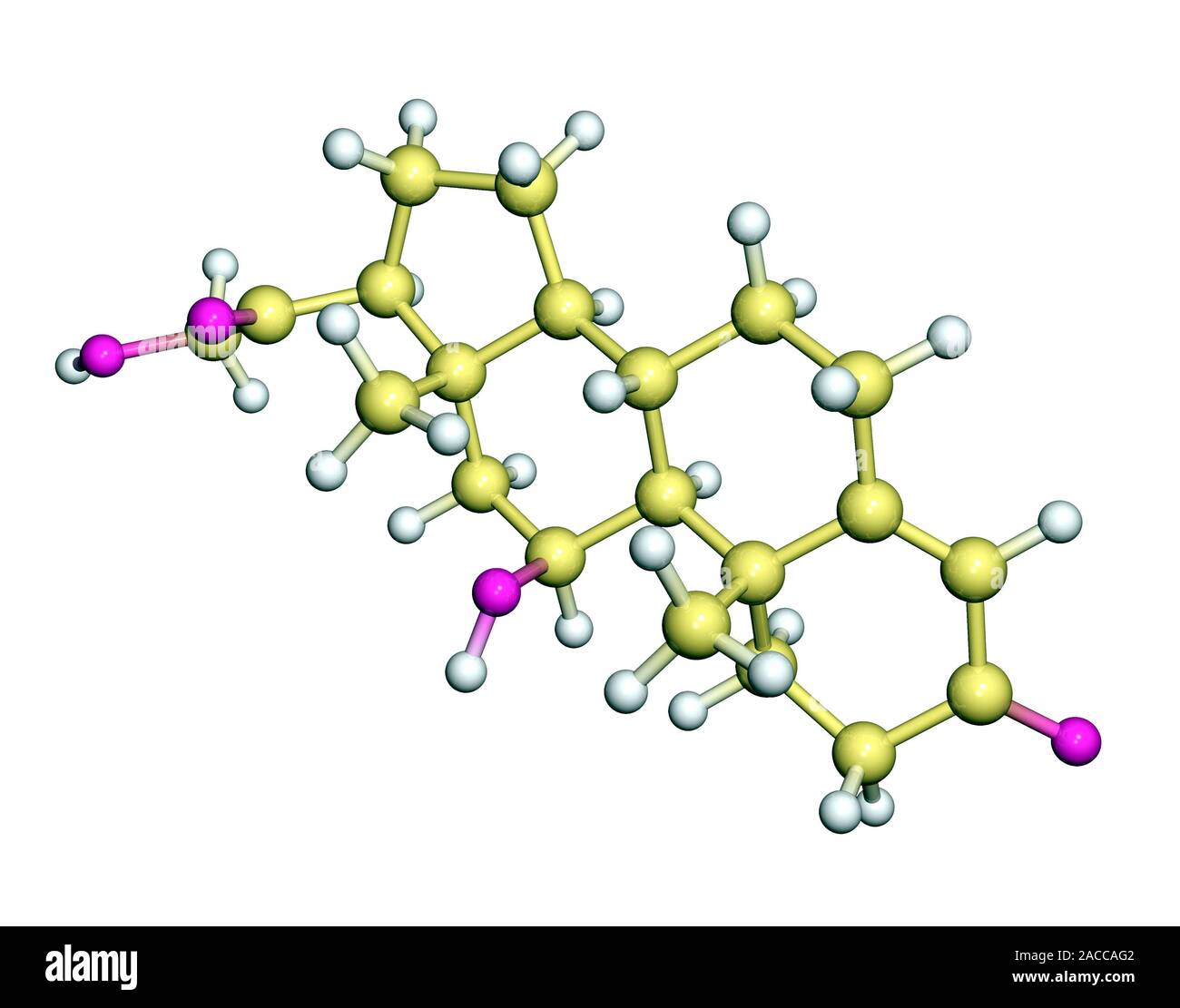 Corticosterone hormone molecule, computer model. Atoms are represented ...