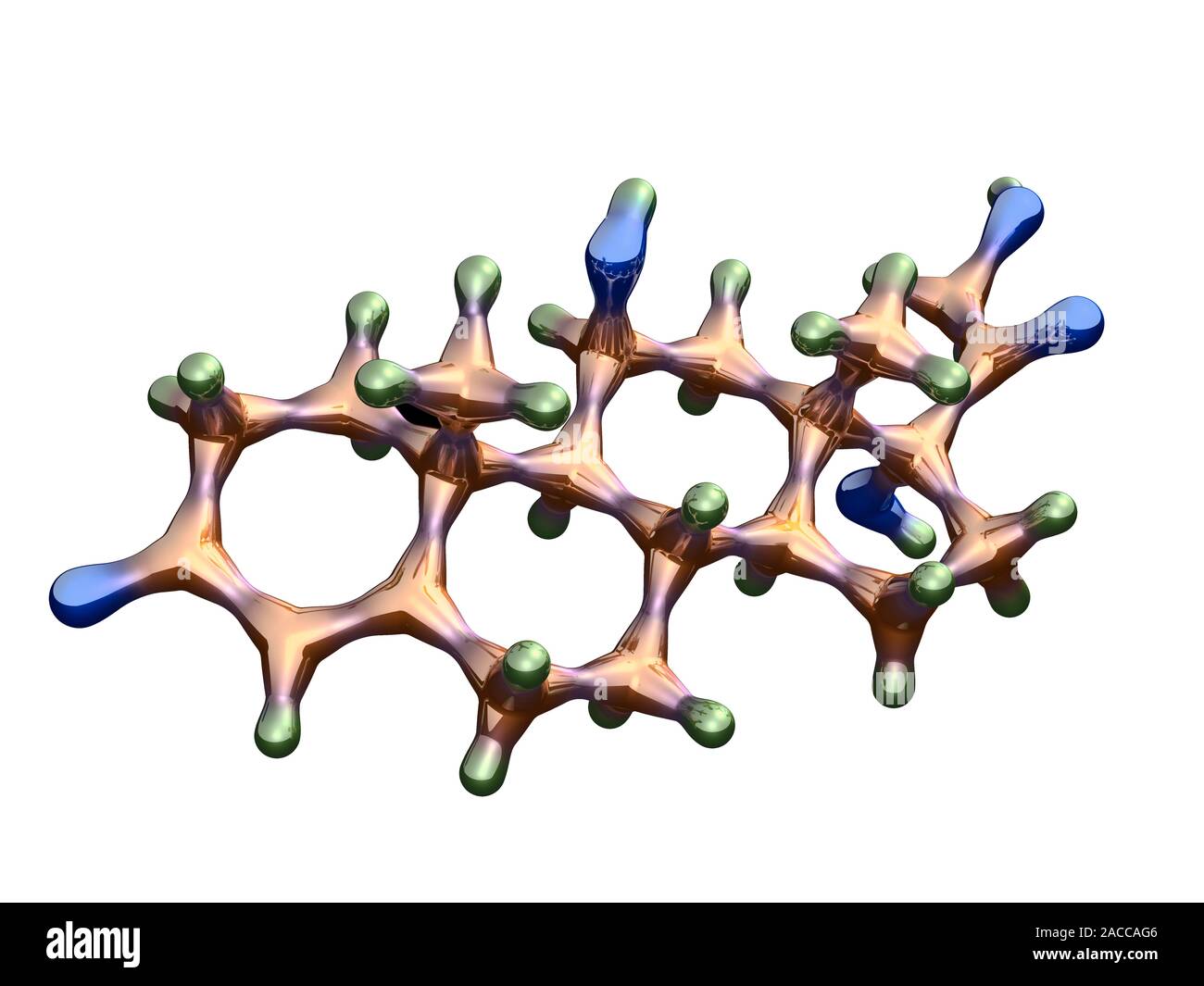 Cortisol hormone molecule. Computer model of a molecule of the steroid ...