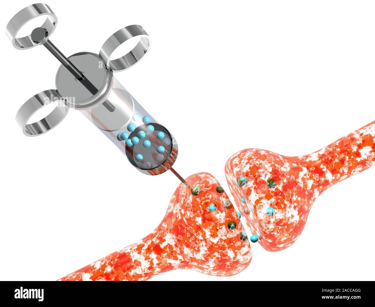 Administering dopamine. Conceptual computer artwork of treating ...