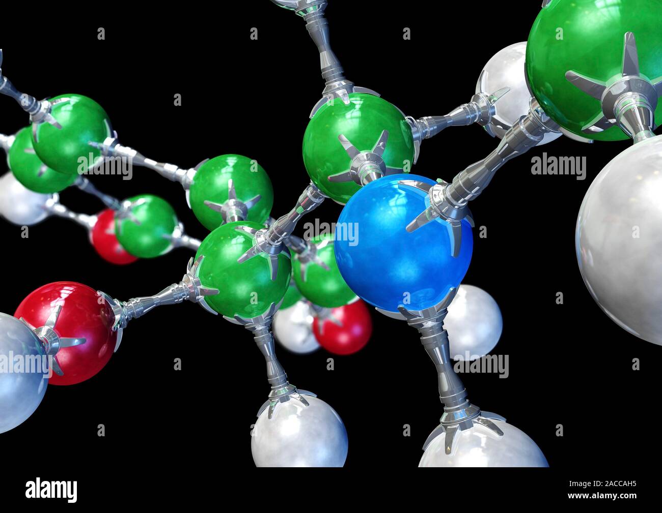 Adrenaline. Computer model of part of a molecule of adrenaline, or ...