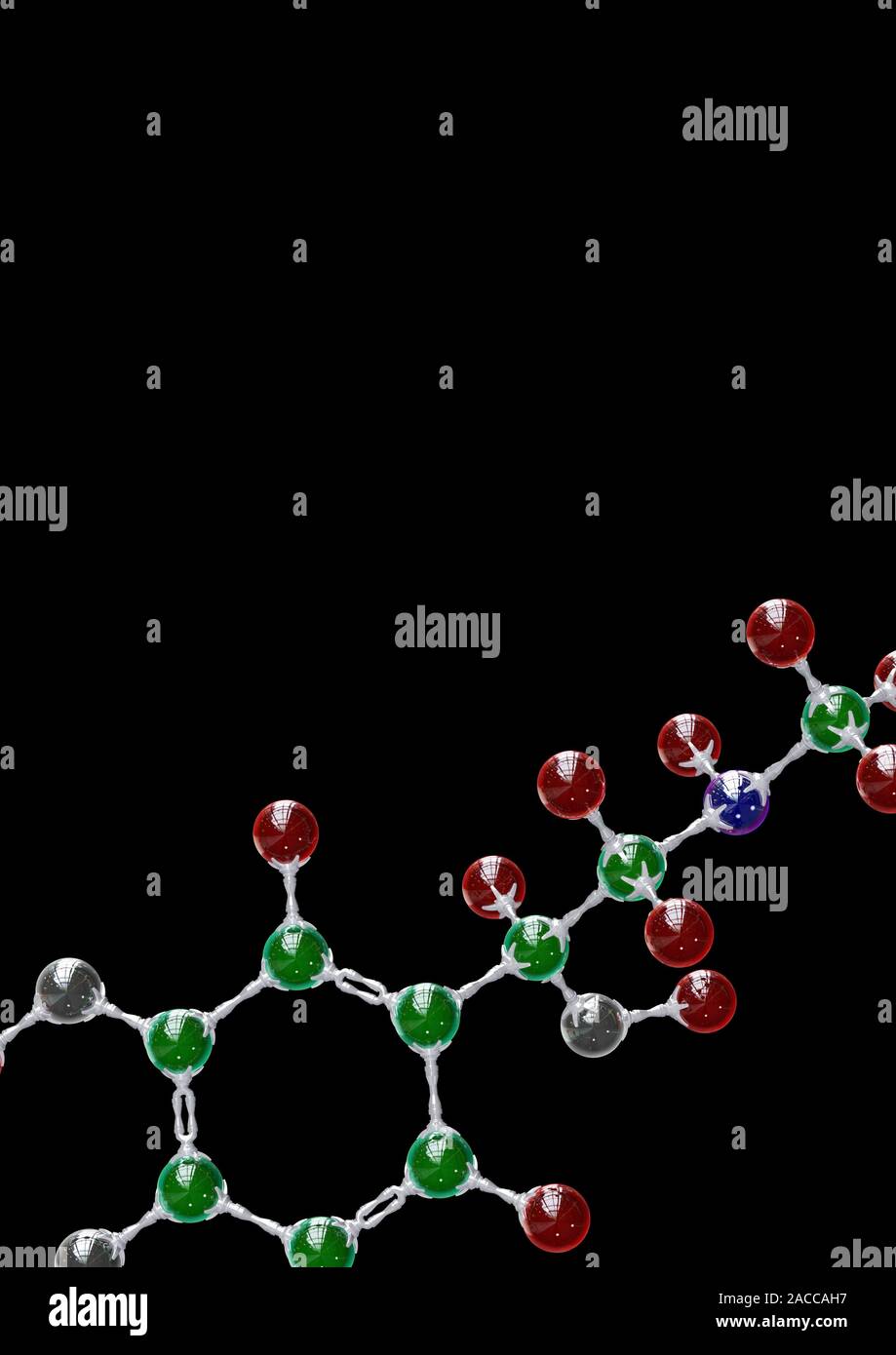 Adrenaline. Computer model of part of a molecule of adrenaline, or ...