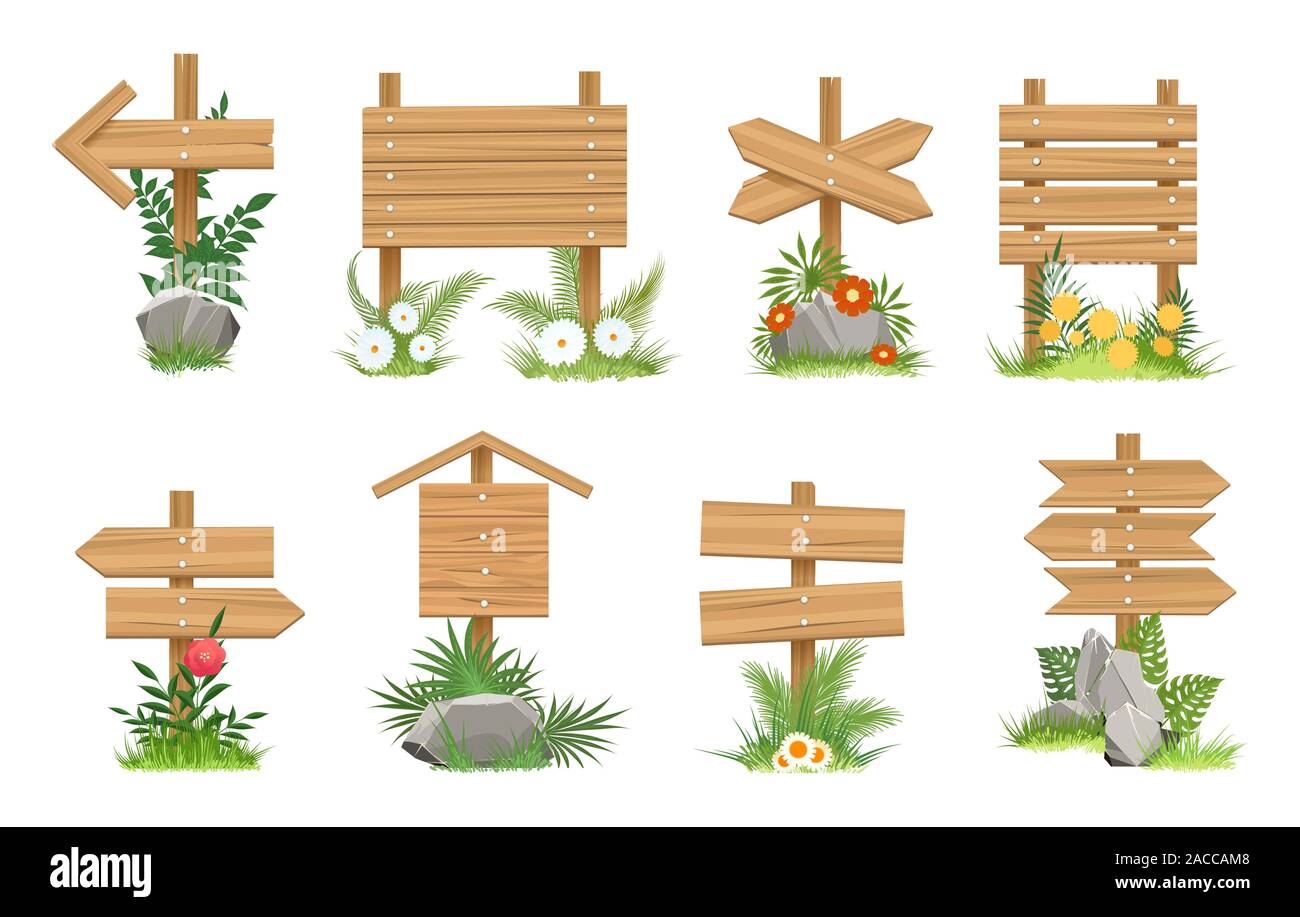 Set wooden fence in Stock Vector Images - Alamy