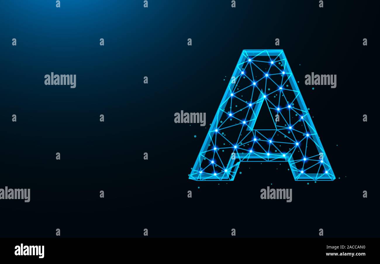 Letter A low poly design, alphabet abstract geometric image, font ...