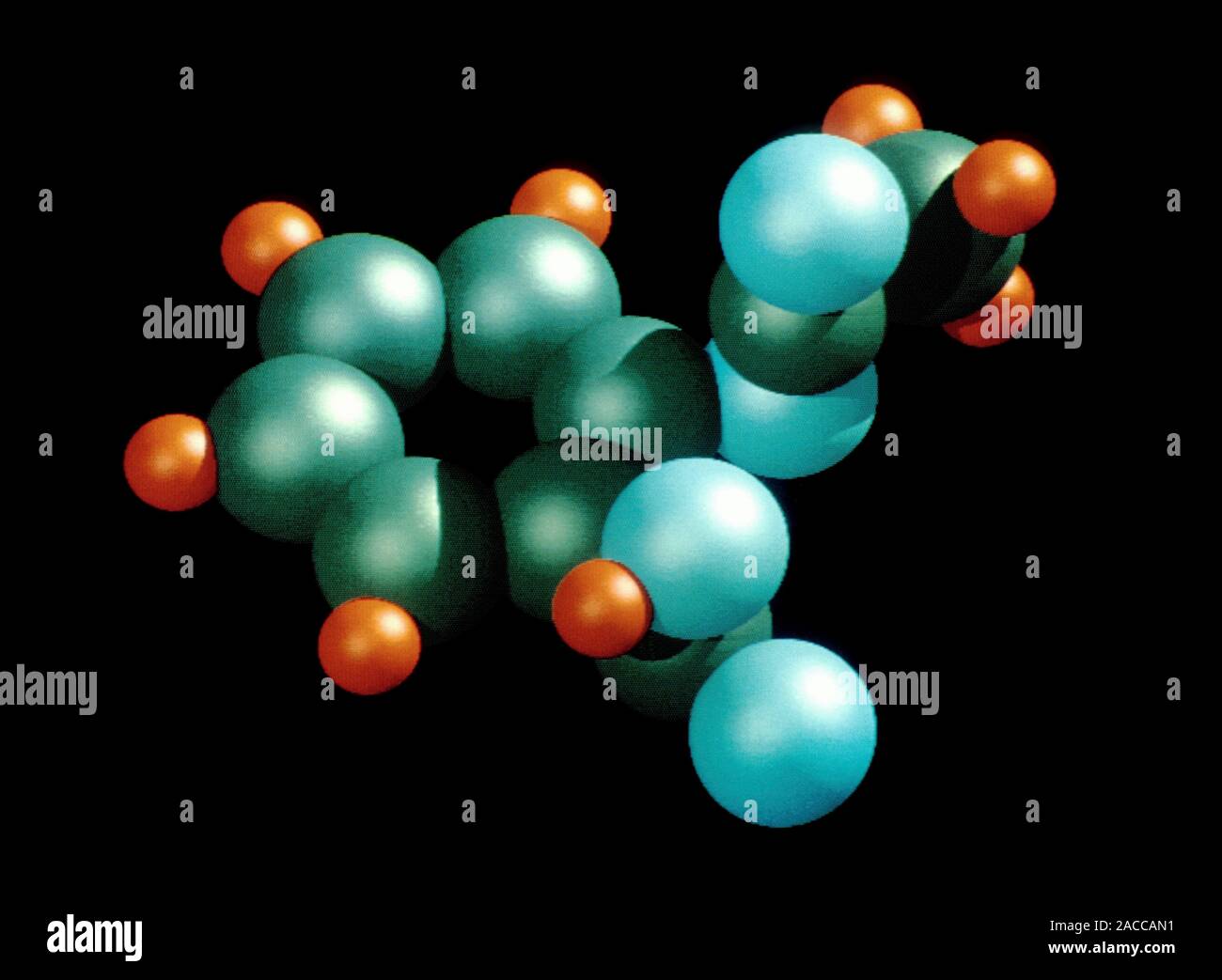 Aspirin. Computer graphics model of a molecule of aspirin, or ...