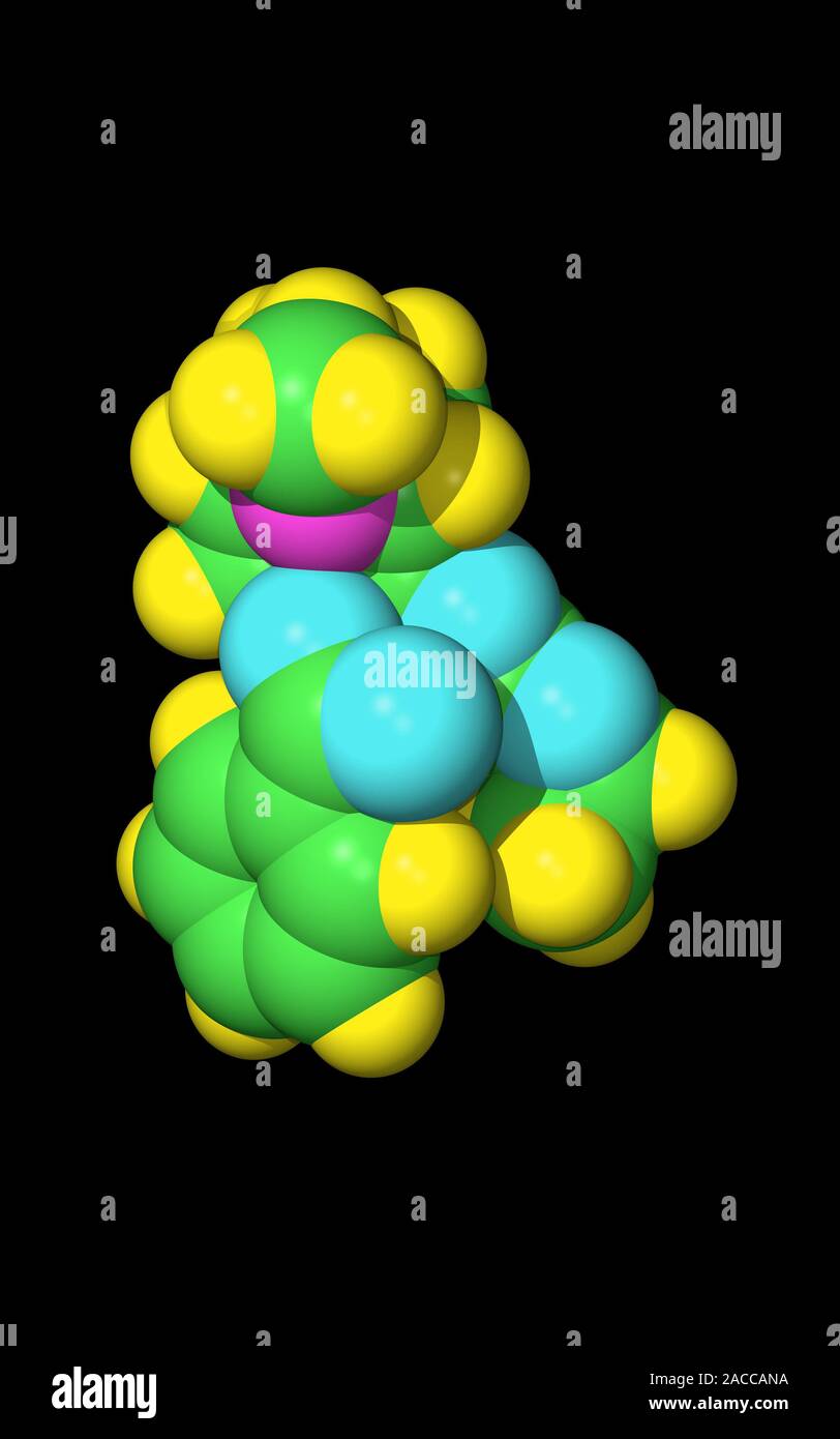 Cocaine. Computer graphic model of a molecule of the drug cocaine ...