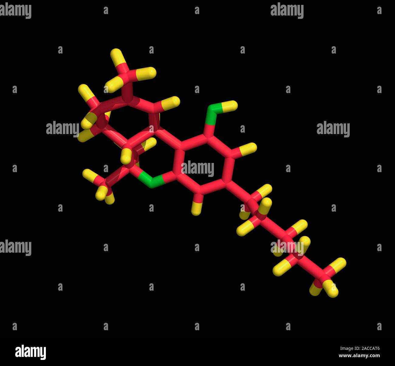 THC cannabis drug. Molecular graphic of tetra- hydrocannabinol (THC), a ...