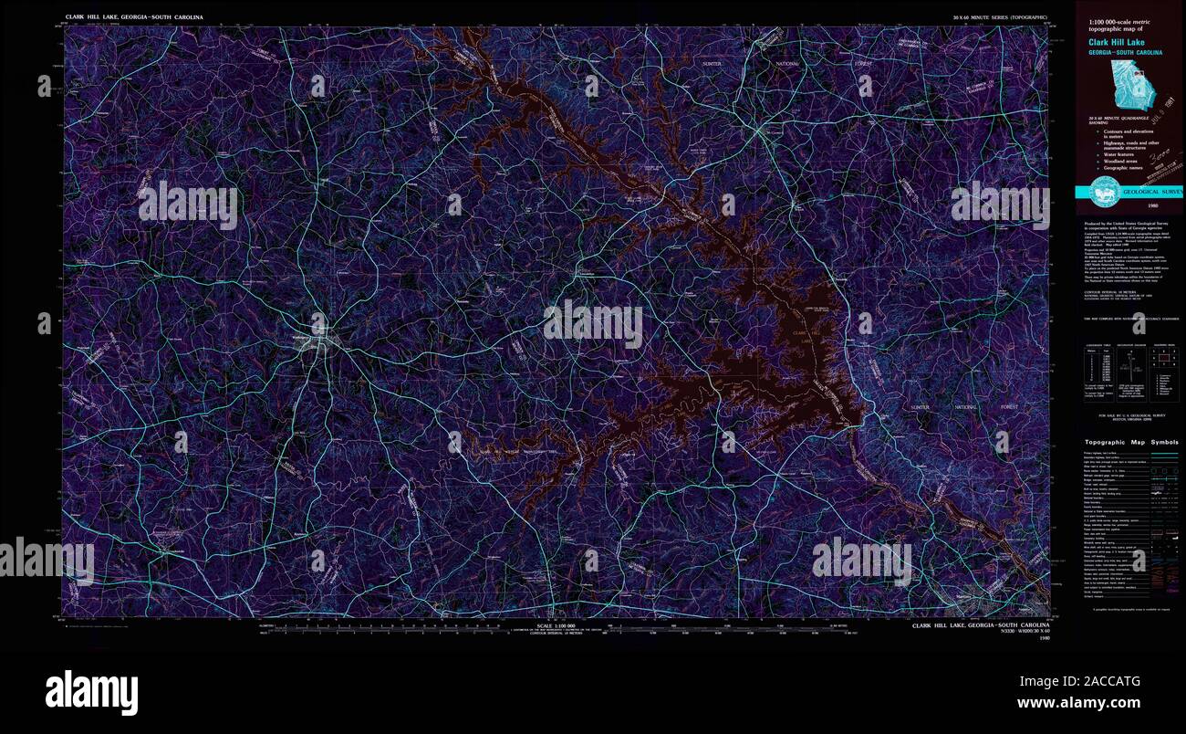 USGS TOPO Map South Carolina GA Clark Hill Lake 247634 1980 100000 ...