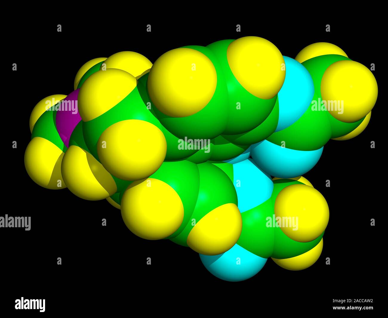 Heroin. Computer model of a molecule of heroin (diamorphine, C21.H23.N ...